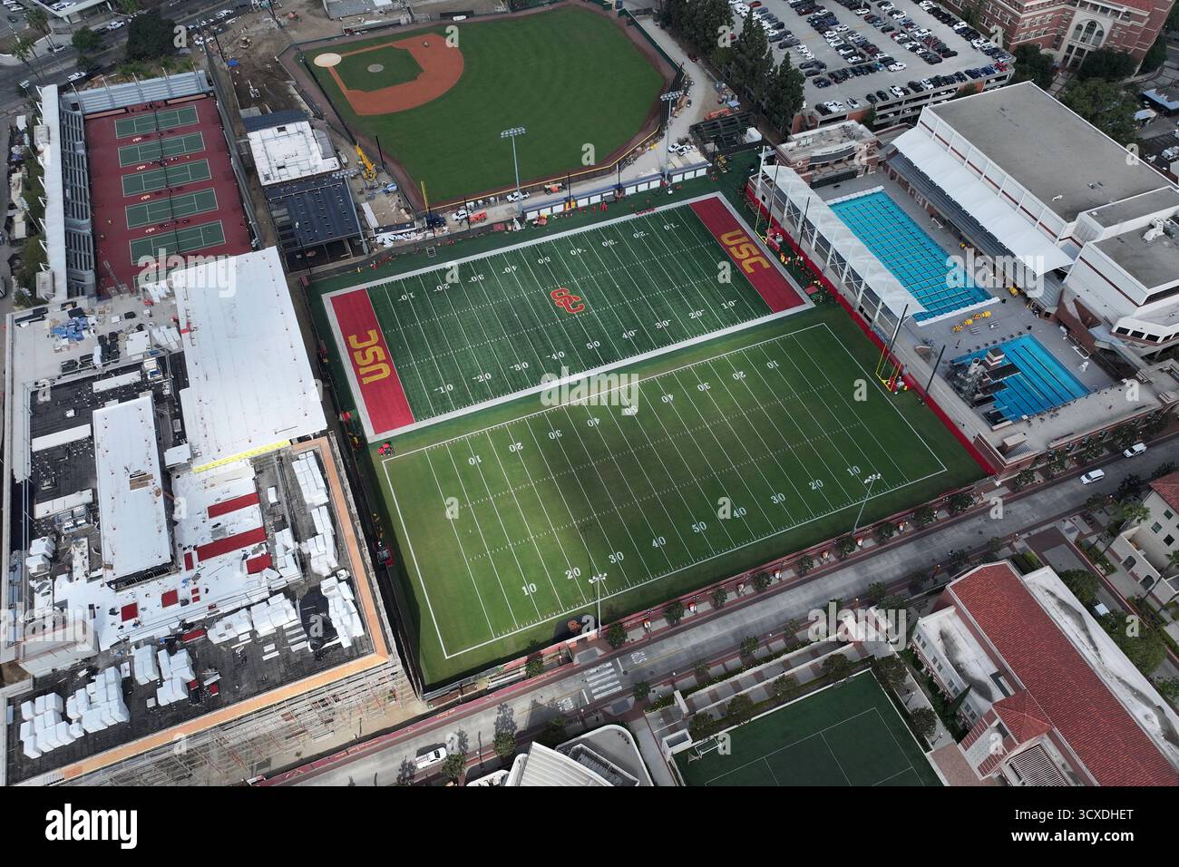 A general overall aerial view of the Bloom Performance Center football ...