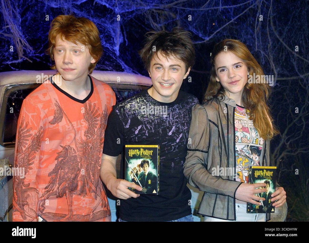 Rupert Grint, Daniel Radcliffe and Emma Watson at the launch of the ...