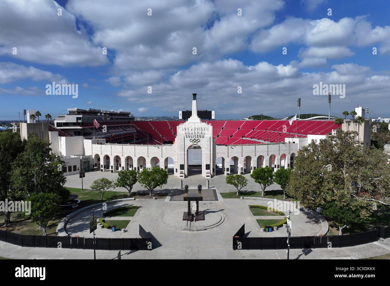 A general overall aerial view of the Los Angeles Memorial Coliseum ...
