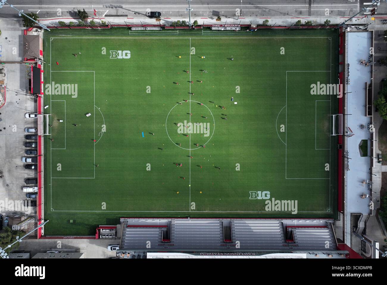 A general overall aerial view of Big 10 Conference logos on the ...
