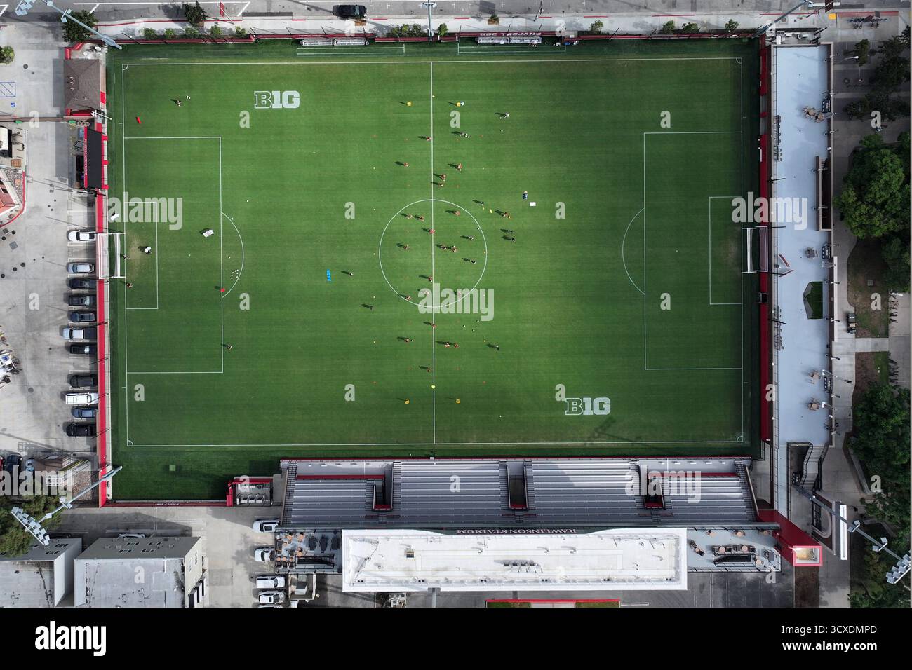 A general overall aerial view of Big 10 Conference logos on the ...