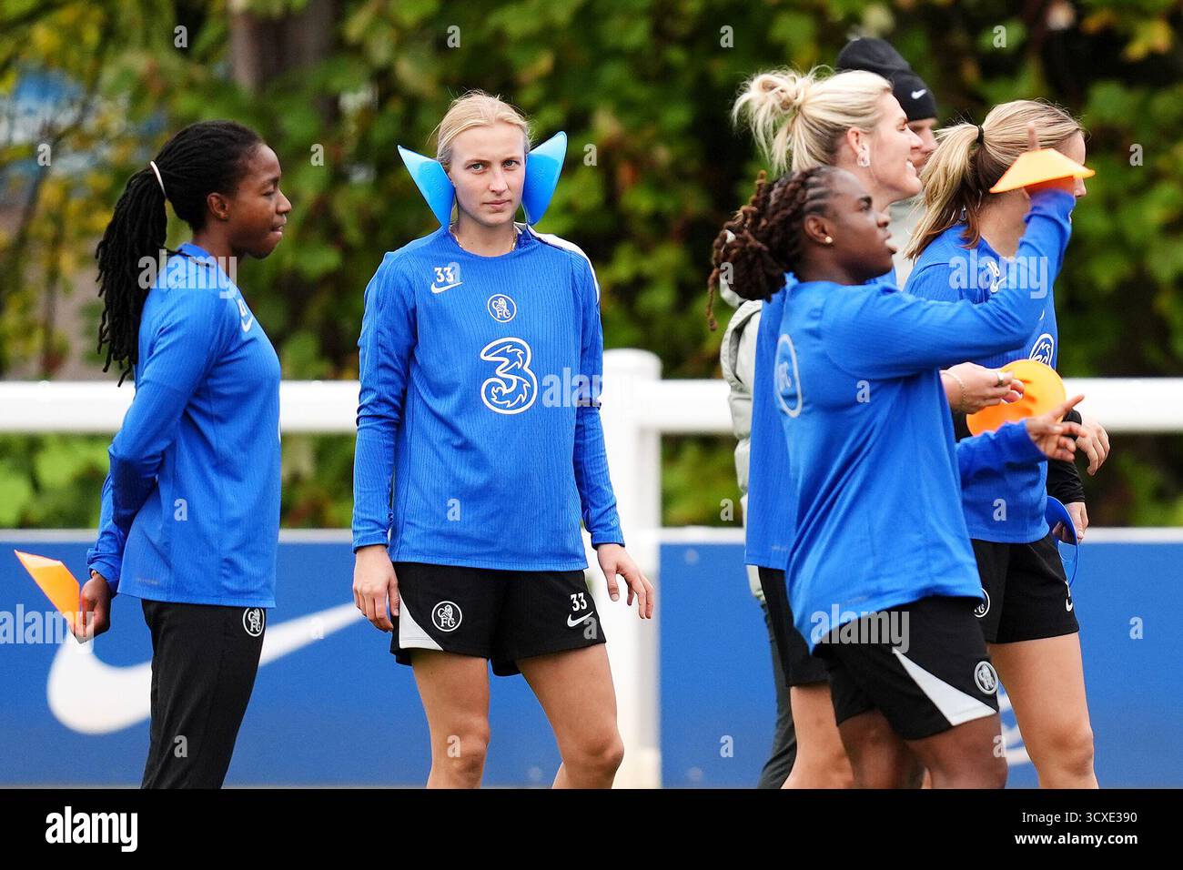 Chelsea's Aggie Beever-Jones (second left) during a training session at ...