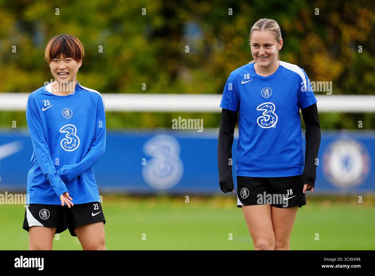 Chelsea's Maika Hamano (left) and Wieke Kaptein during a training ...