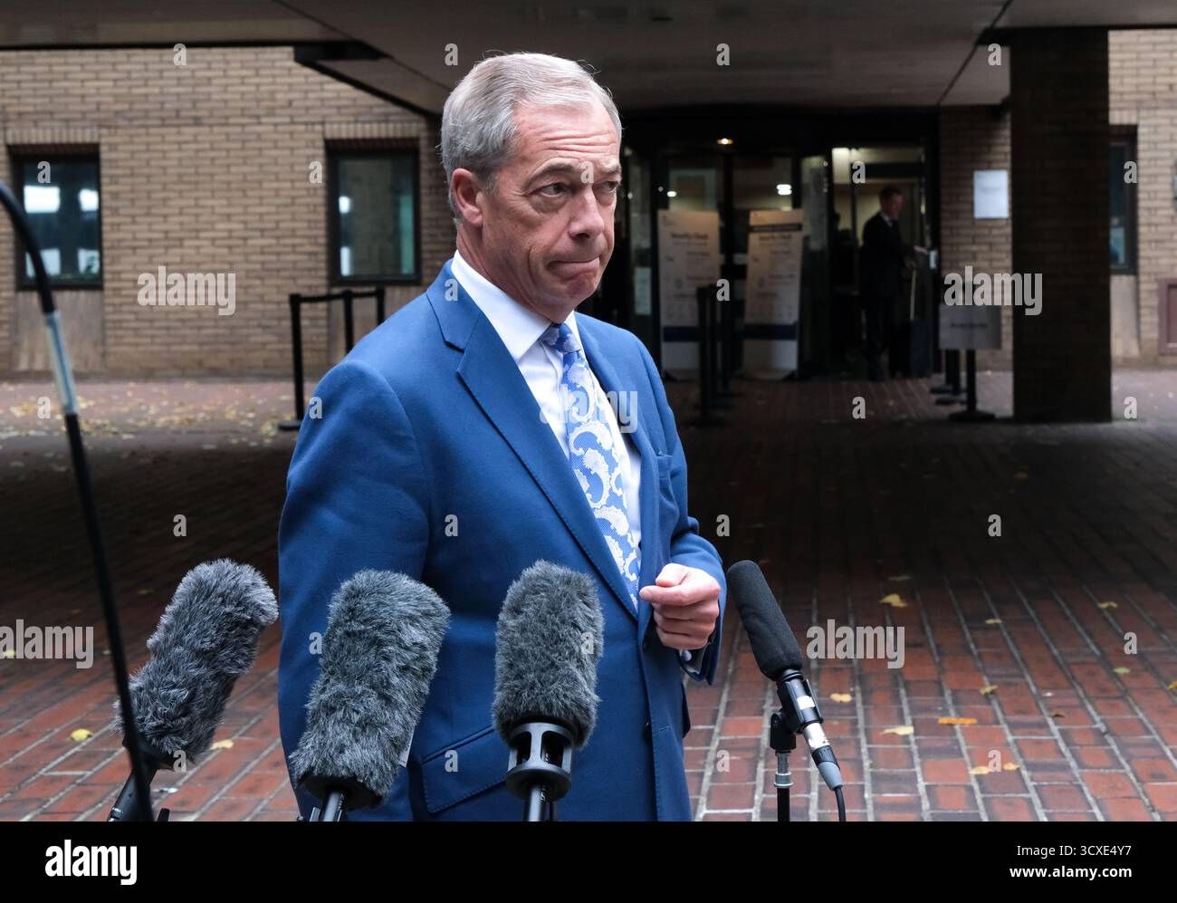 Southwark Crown Court, London, UK. 14th Oct 2025. Nigel Farage outside ...