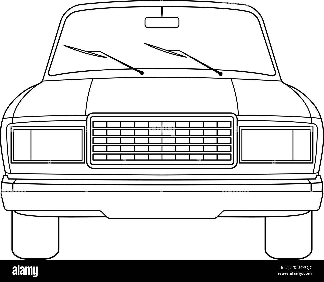 Headlights grille classic sedan Stock Vector Images - Alamy