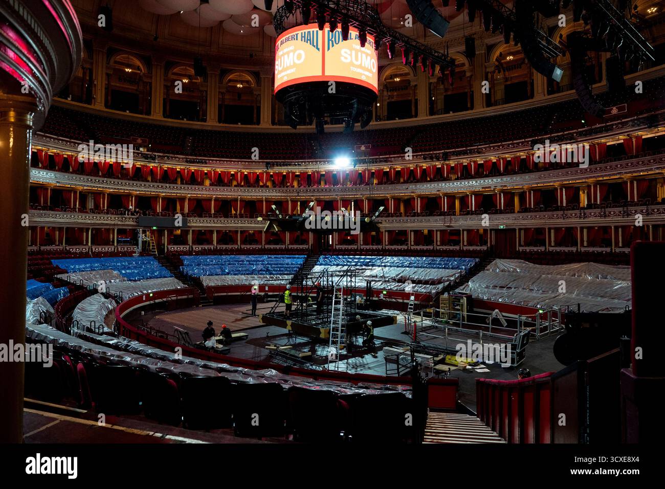 The construction of the dohyo in the auditorium ahead of The Grand Sumo ...