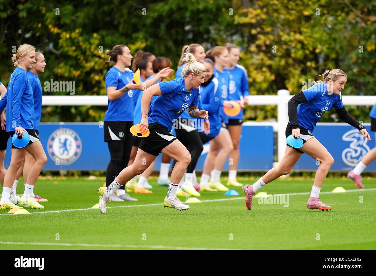 Chelsea's Millie Bright (centre left) during a training session at ...