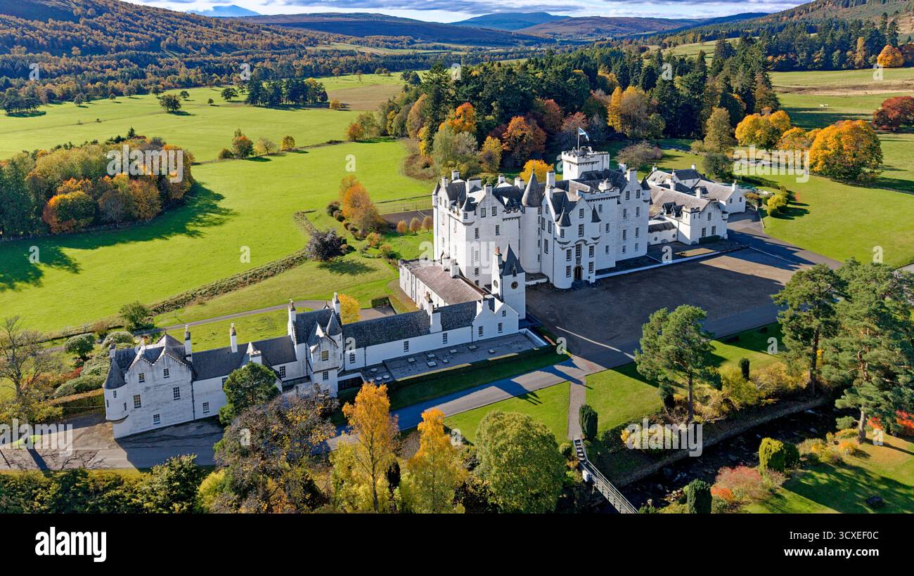 Blair Castle Perthshire Scotland the extensive white buildings and ...