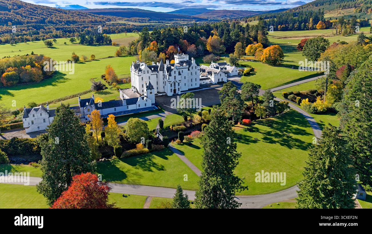 Blair Castle Perthshire Scotland the extensive white buildings and ...