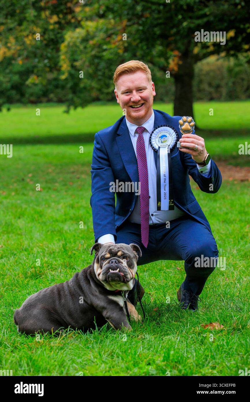 EDITORIAL USE ONLY SDLP MLA Daniel McCrossan with his dog Hudson, who ...