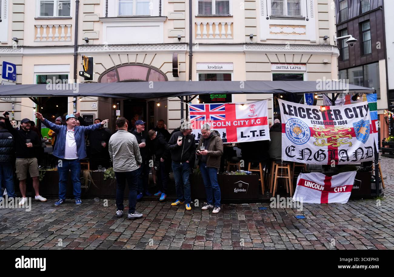 England fans in Riga ahead of the FIFA World Cup European Qualifying ...