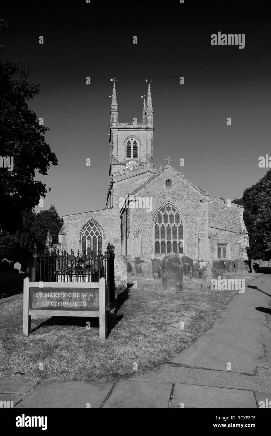 St Marys Church, Lutterworth town, Leicestershire, England, UK Stock ...