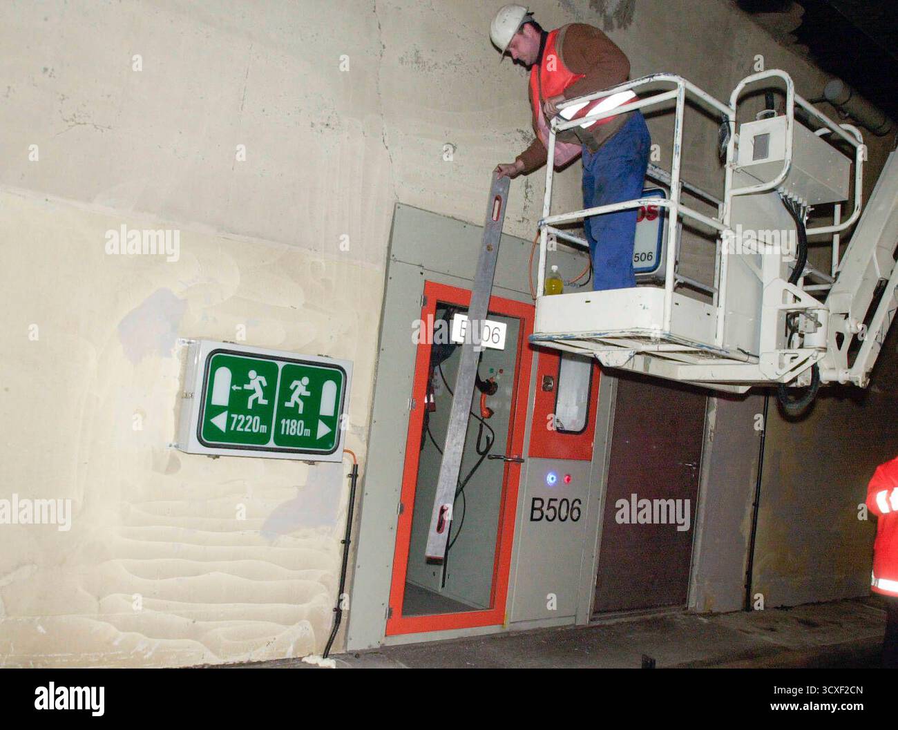 SOS telephone in a tunnel, emergency call in road traffic SOS telephone ...