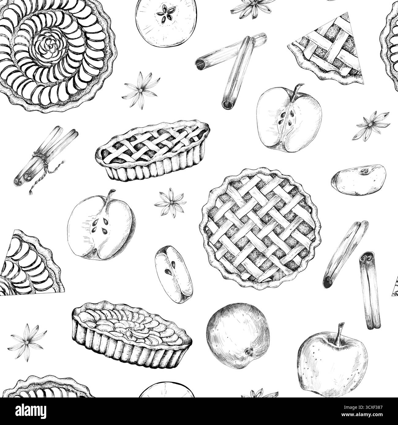 Tart apples cinnamon Black and White Stock Photos & Images - Alamy