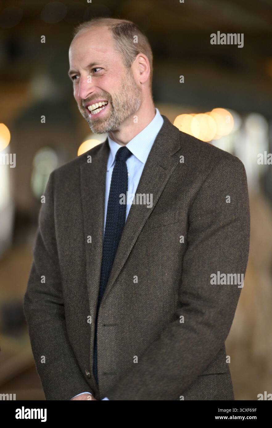 Britain's Prince William during his visit to Mallon Farm, a flax farm ...