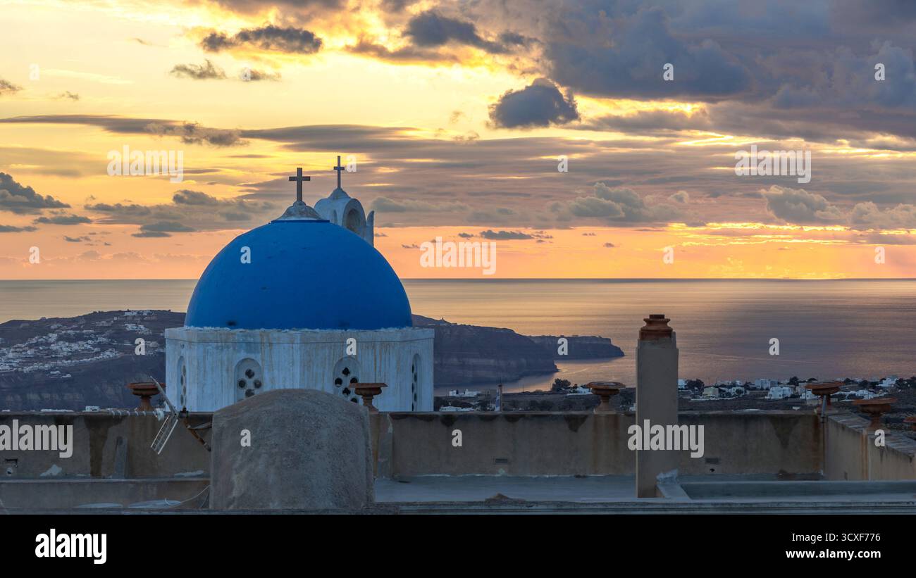 Santorini, Fira, Oia Blue Domes Stock Photo - Alamy