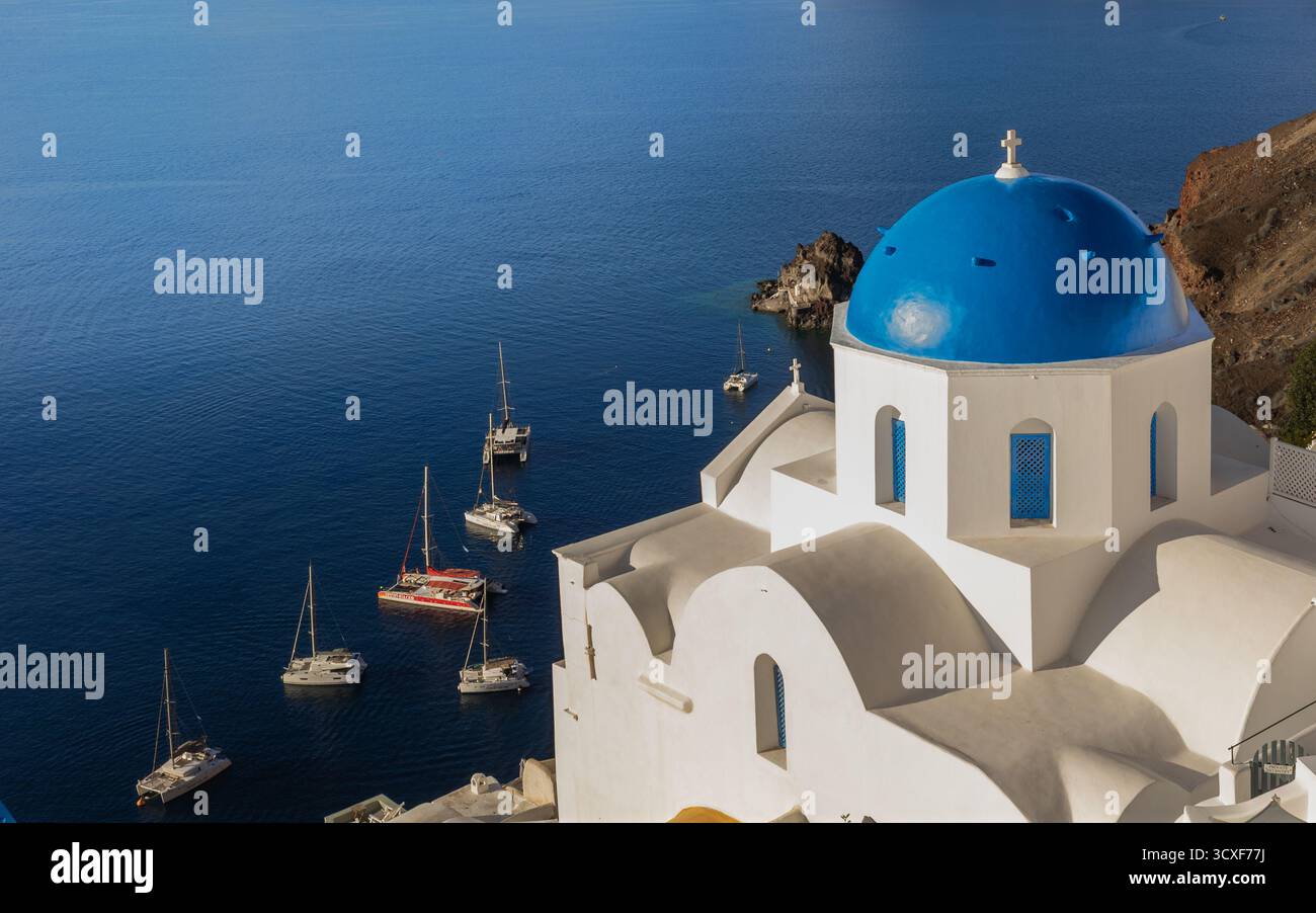 Santorini, Fira, Oia Blue Domes Stock Photo - Alamy