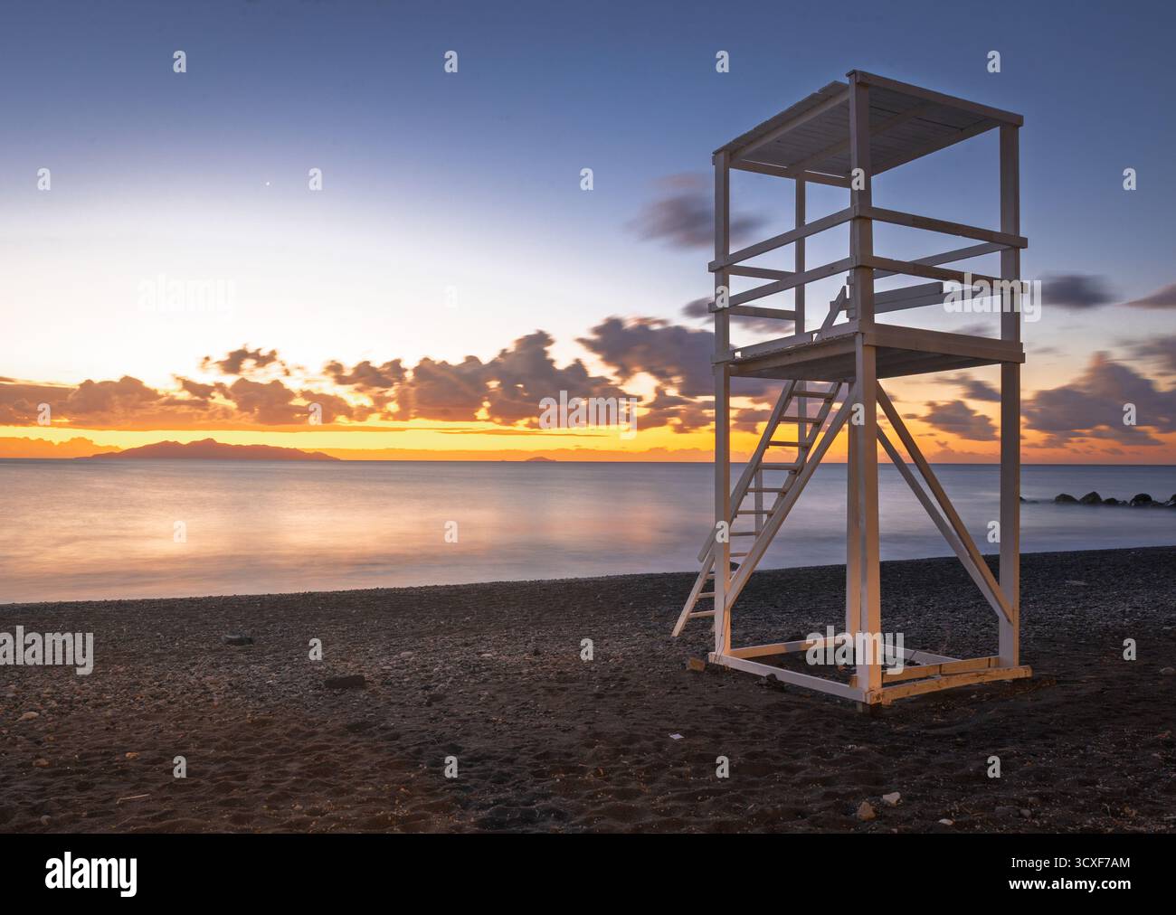 life savers tower on Kamari beach in Santorini - long exposure fine art ...