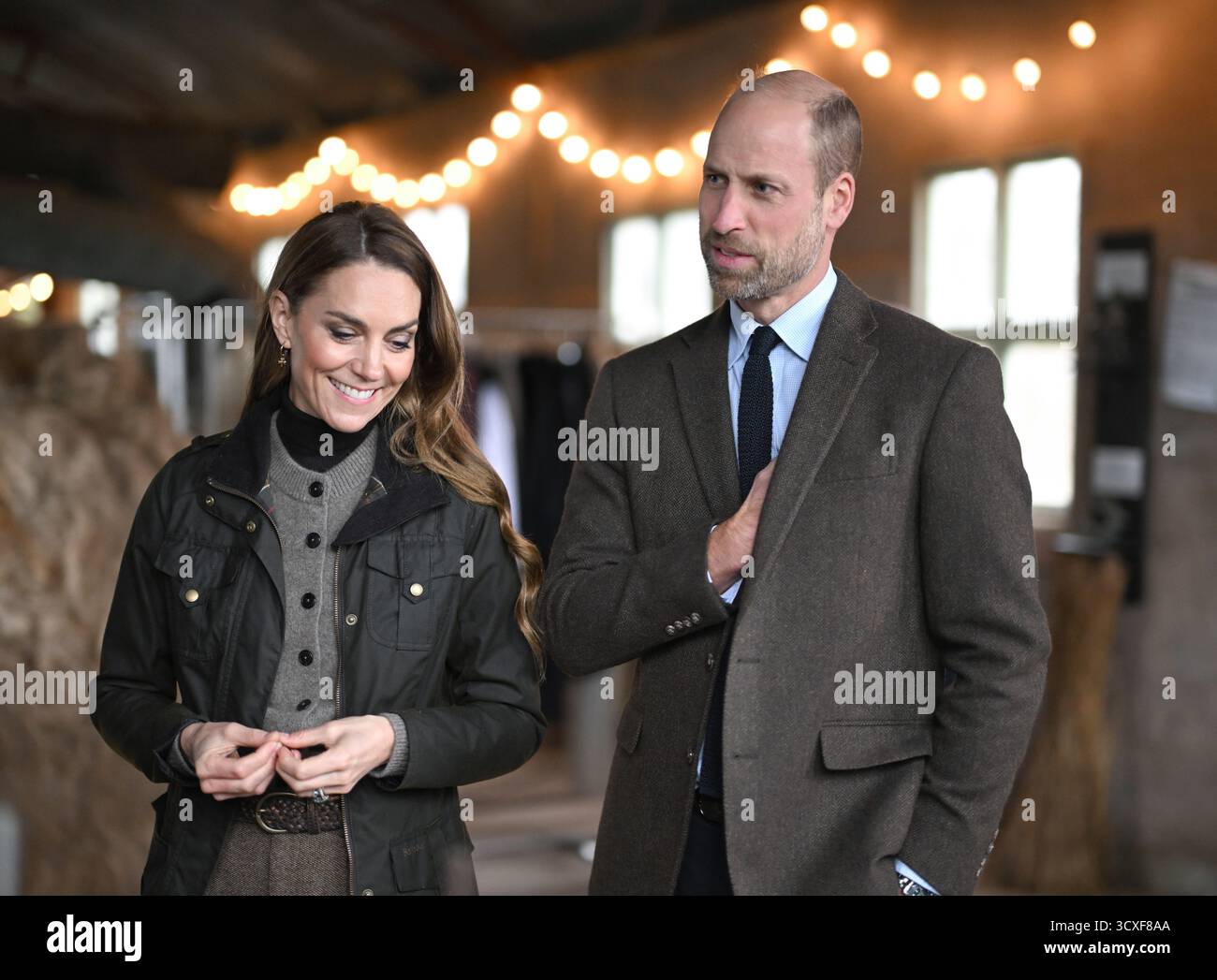 The Prince and Princess of Wales during a visit to Mallon Linen near ...