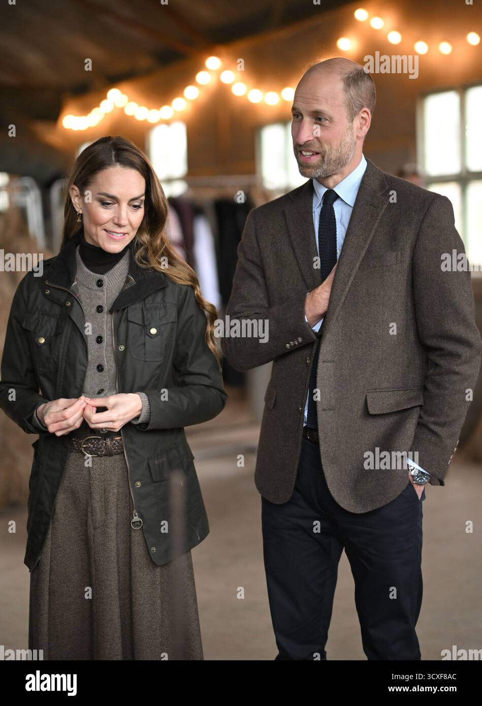 The Prince and Princess of Wales during a visit to Mallon Linen near ...