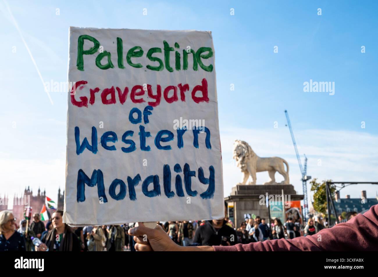 National Demonstration for Palestine. A placard with "Palestine ...