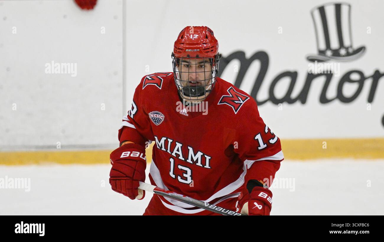 Miami University Ohio forward Kocha Delic (13) during an NCAA hockey ...