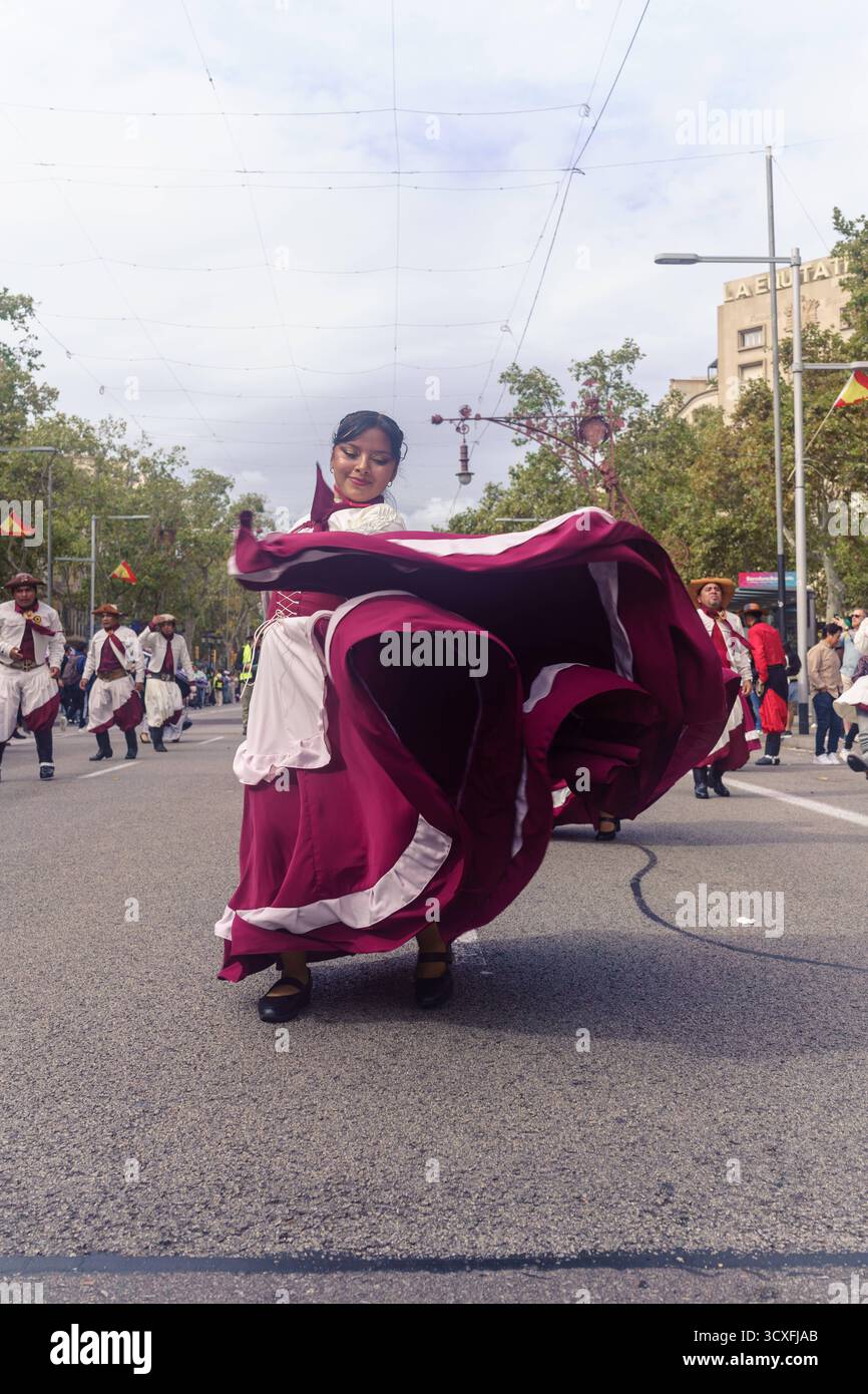 Parade in National day of Spain Several thosand people dressed in ...
