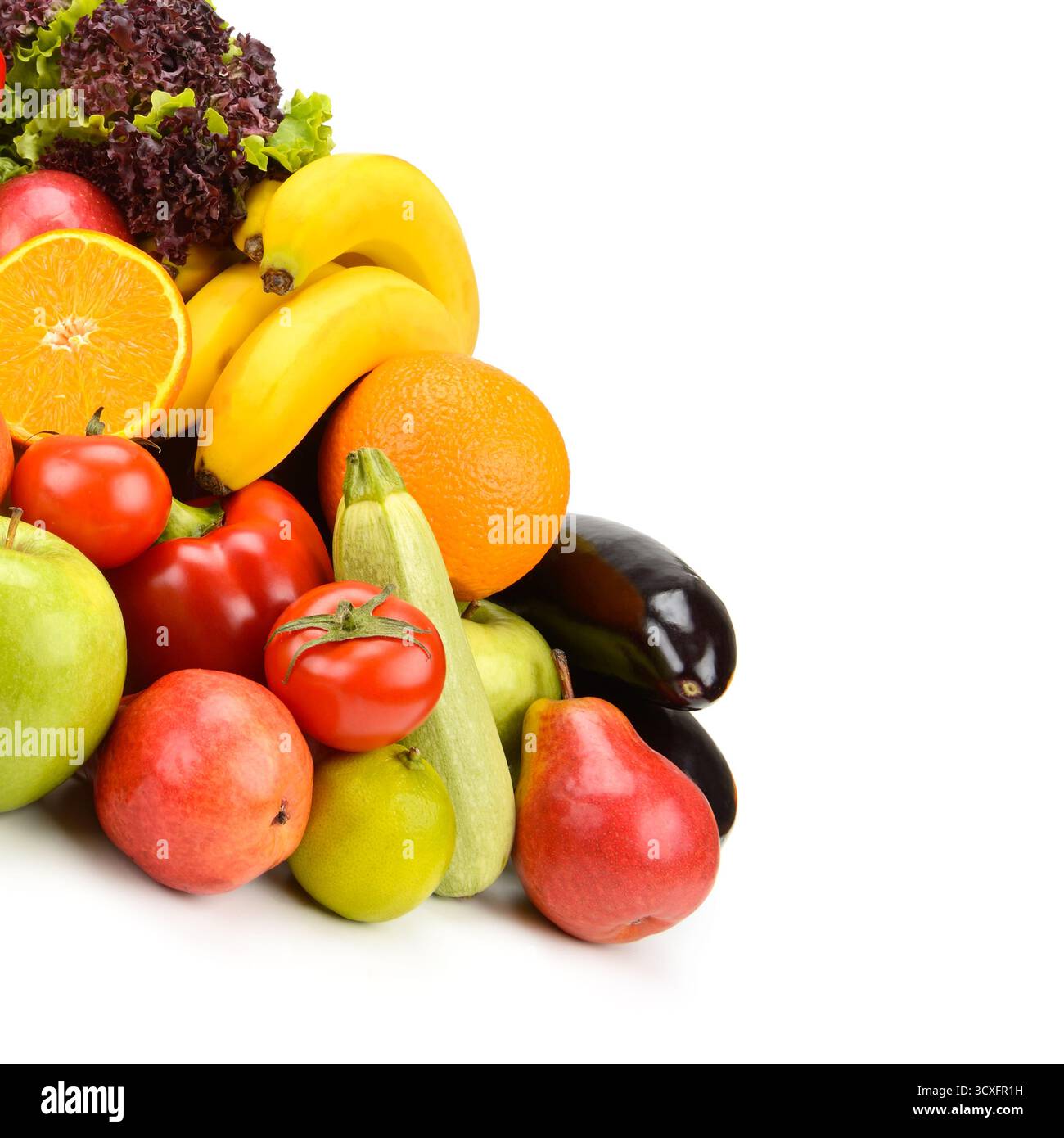 fruits and vegetables including apples, bananas, and tomatoes, creates ...