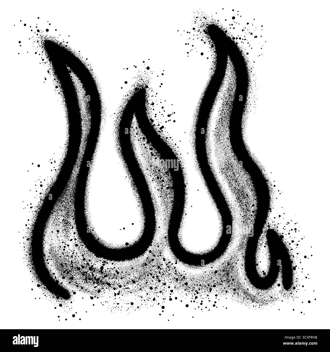 Spray Painted Graffiti Fire flame Sprayed isolated with a white ...