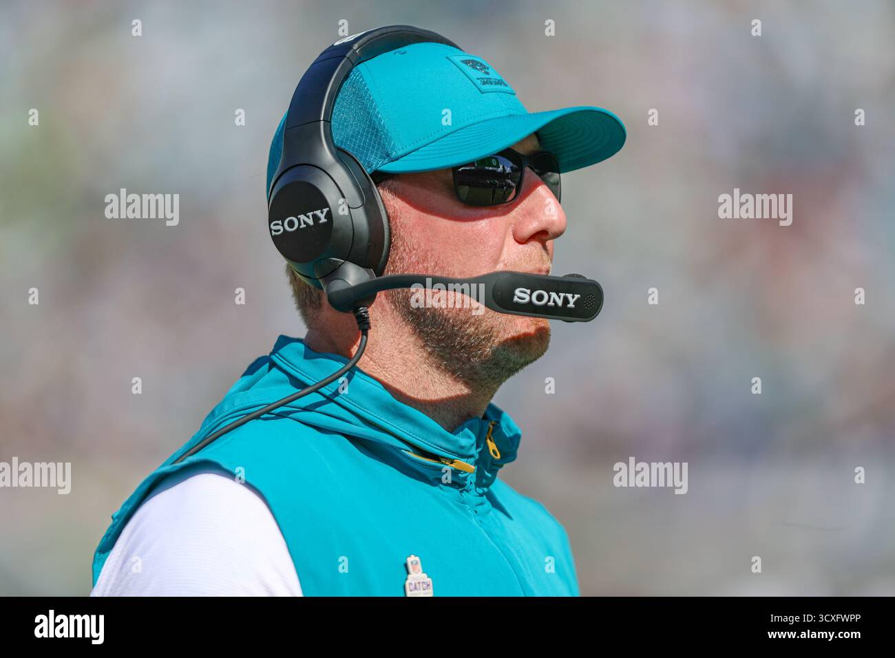 Jacksonville Jaguars head coach Liam Coen walks the sideline during an ...