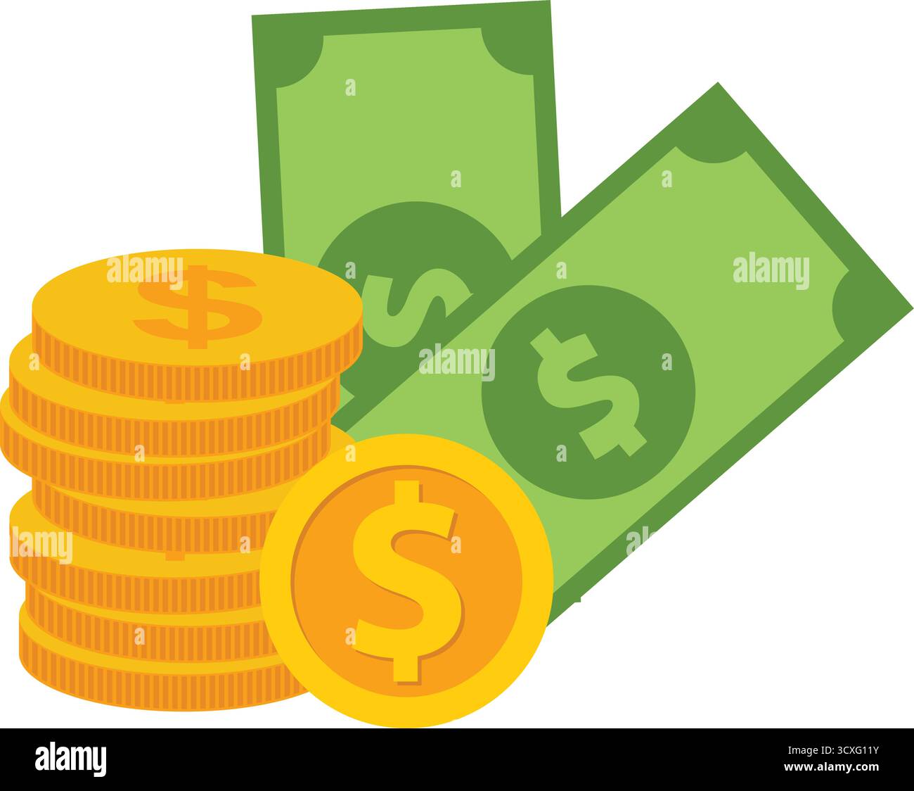 Stack of cash dollar bills. Paper money icon. Flat design. Vector ...