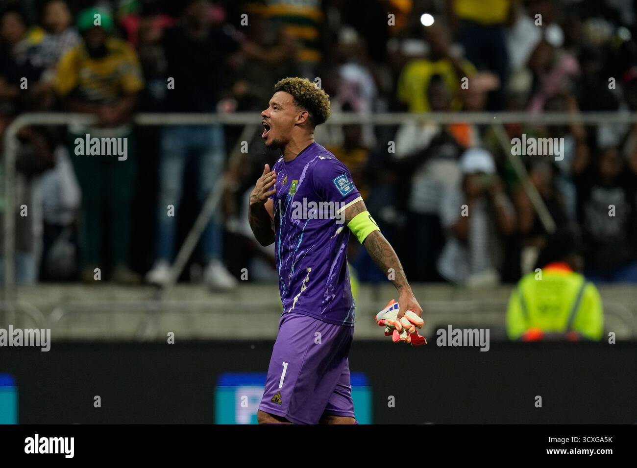 South Africa's goalkeeper Ronwen Williams celebrates after a World Cup ...