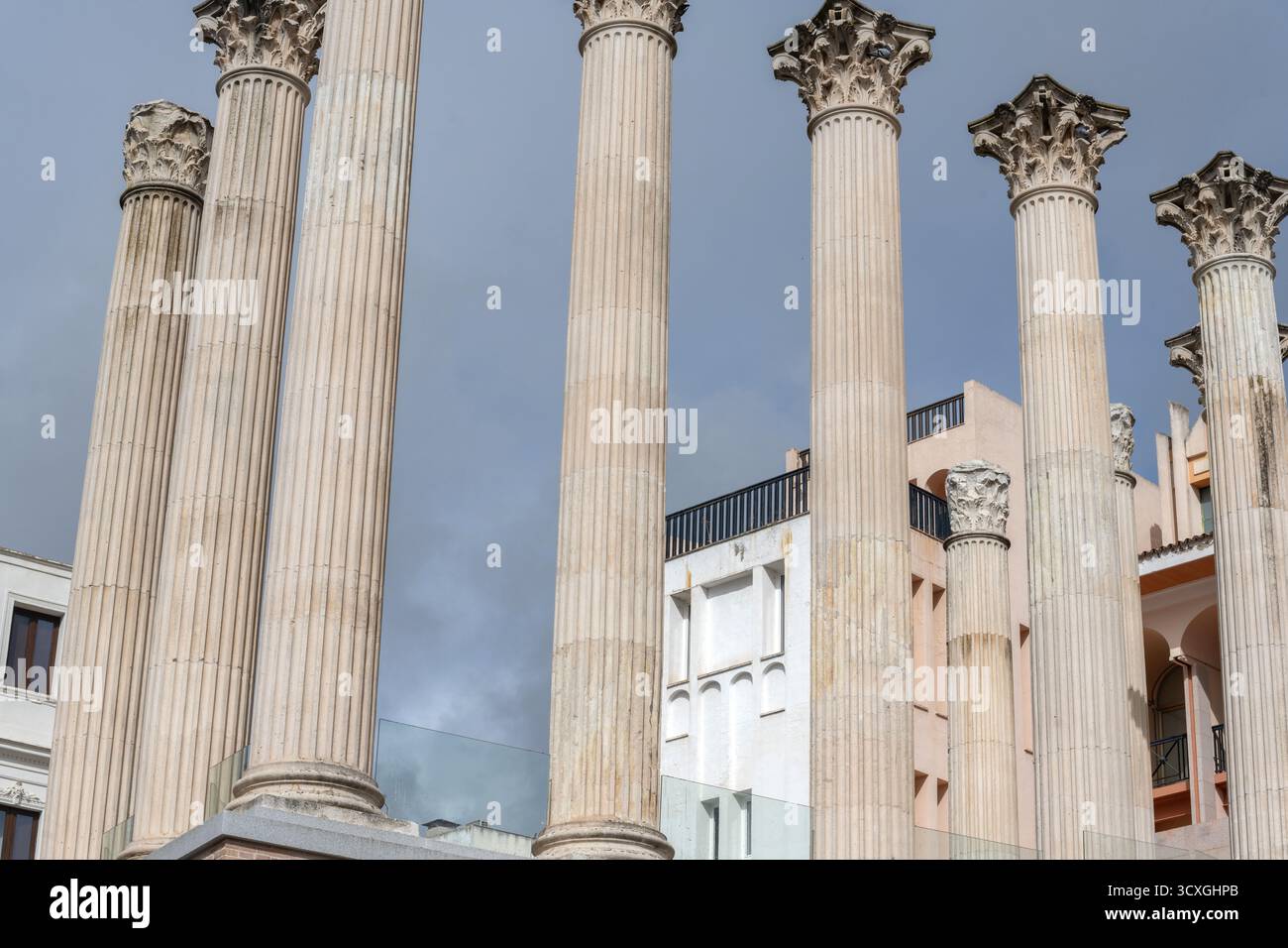 View of the monuments of the Roman City in Cordoba, featuring ruins ...