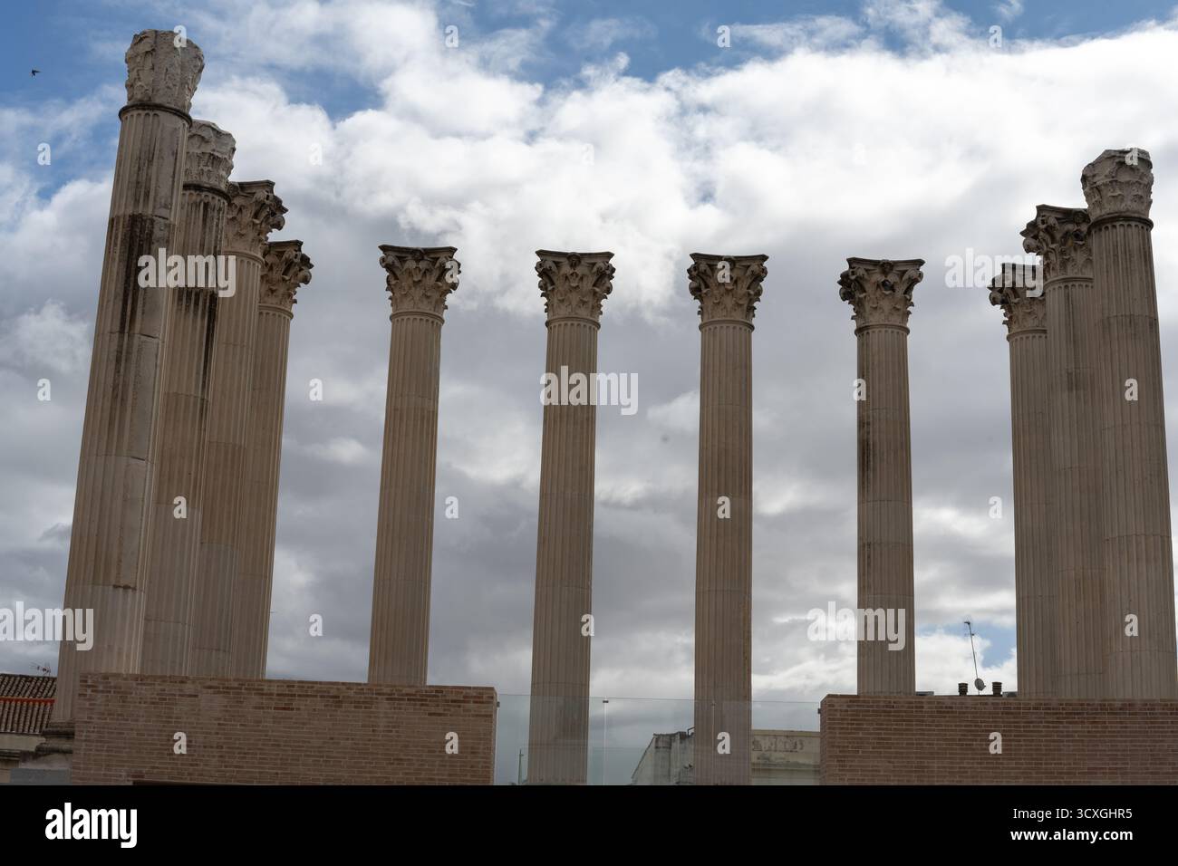 View of the monuments of the Roman City in Cordoba, featuring ruins ...