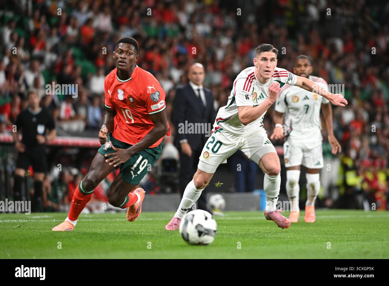 Lisbon, Portugal. 14 October 2025. Nuno Mendes defender of Portugal in ...