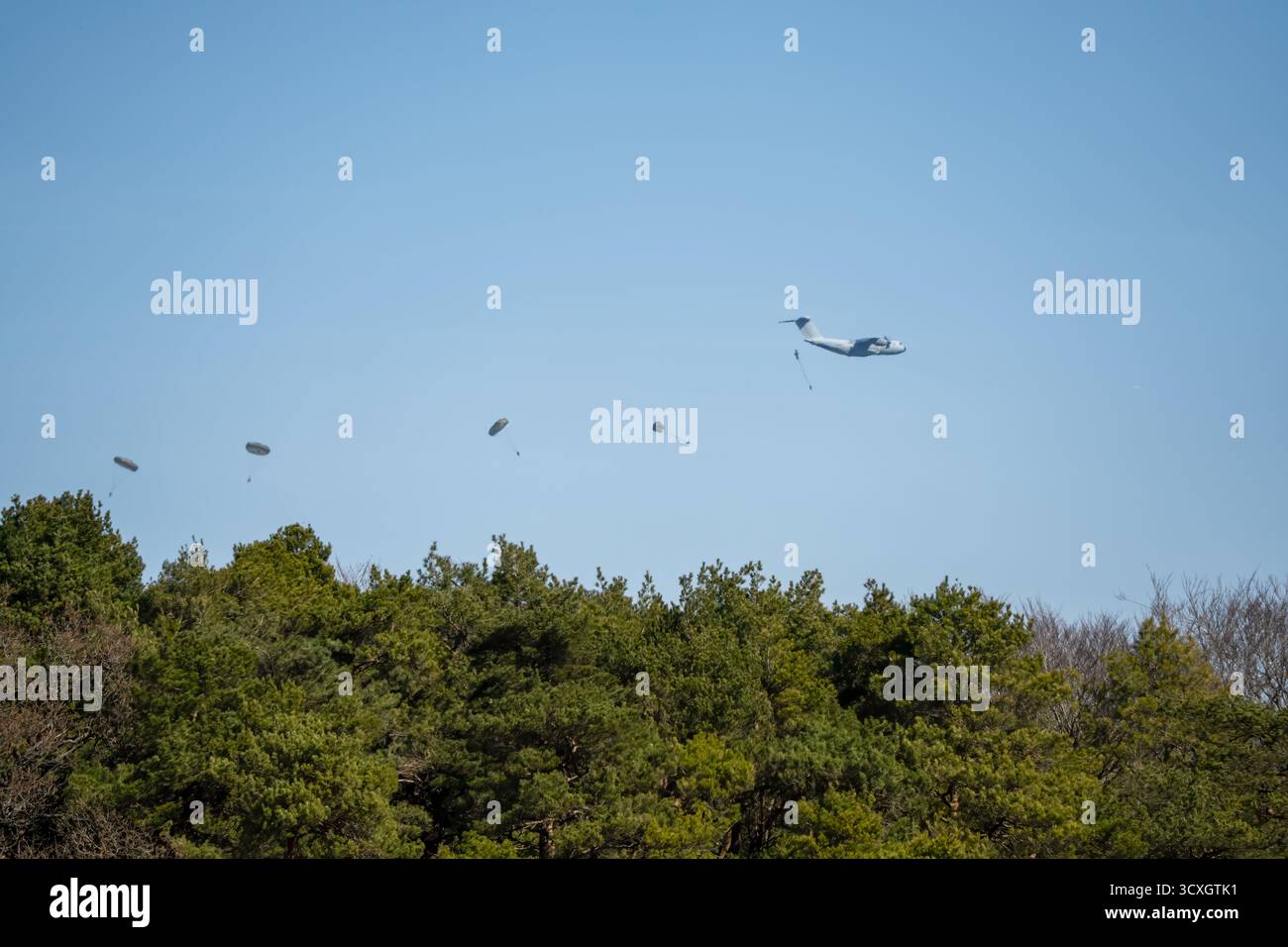 RAF Airbus C.1 A400M Atlas military transport aircraft in flight on a ...