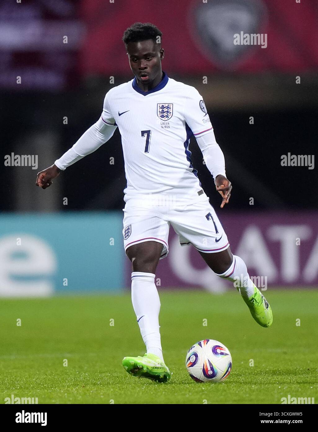 England's Bukayo Saka in action during the FIFA World Cup European ...