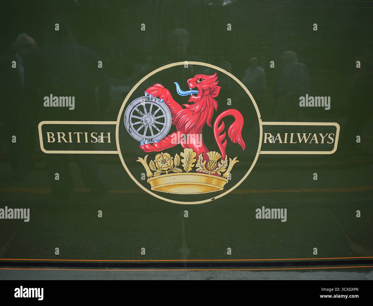 British Railways logo with red lion and crown on green locomotive Stock ...