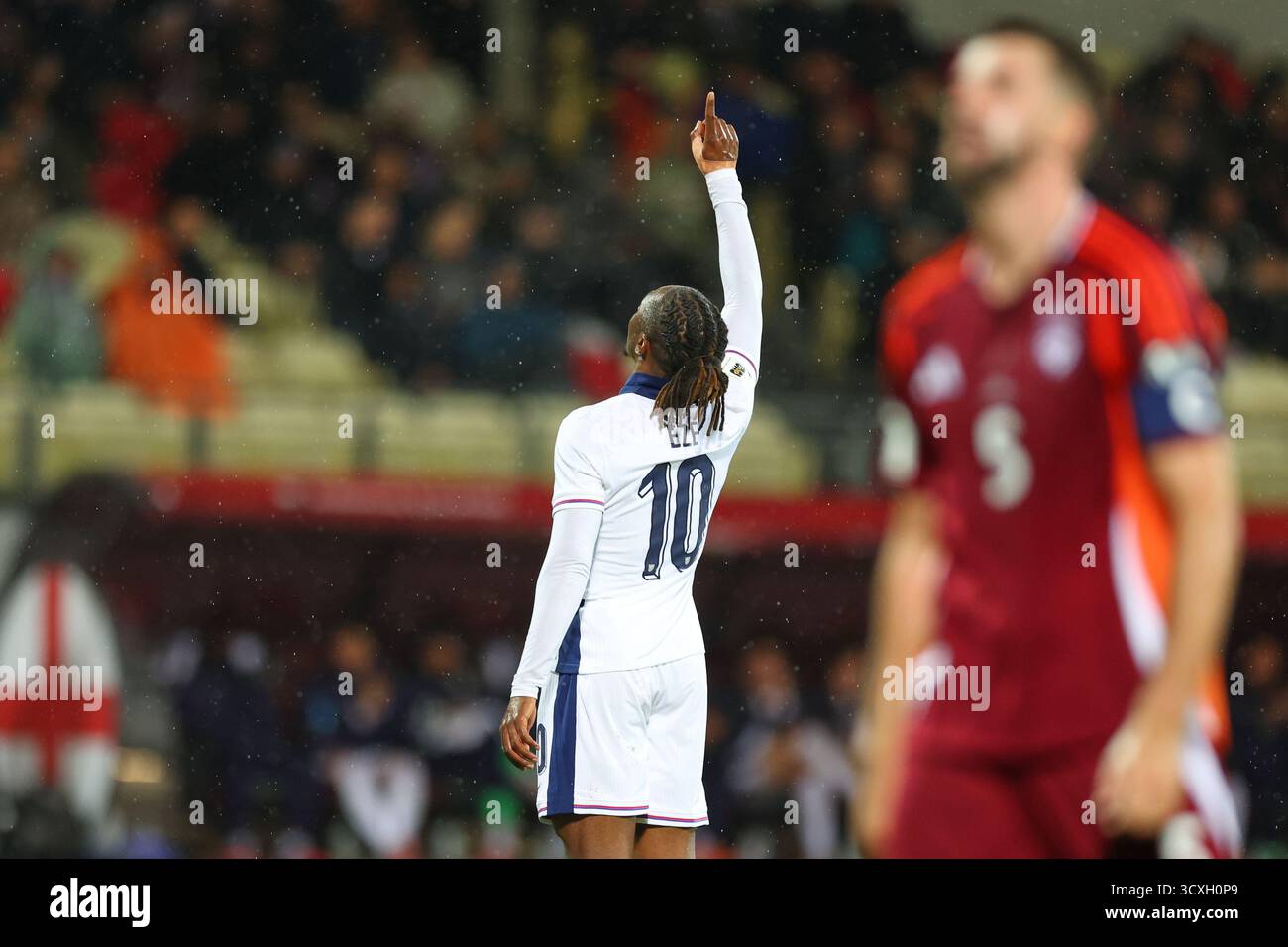 England's Eberechi Eze celebrates after scoring his side's fifth goal ...