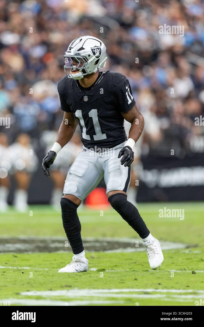 Las Vegas Raiders safety Jeremy Chinn (11) against the Tennessee Titans ...