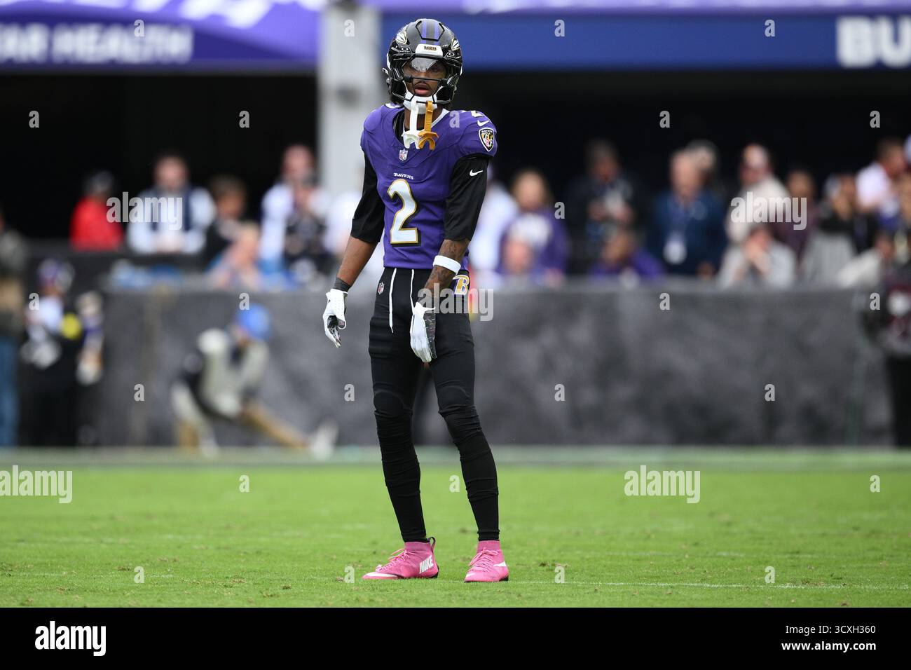 Baltimore Ravens cornerback Nate Wiggins (2) in action during the first ...