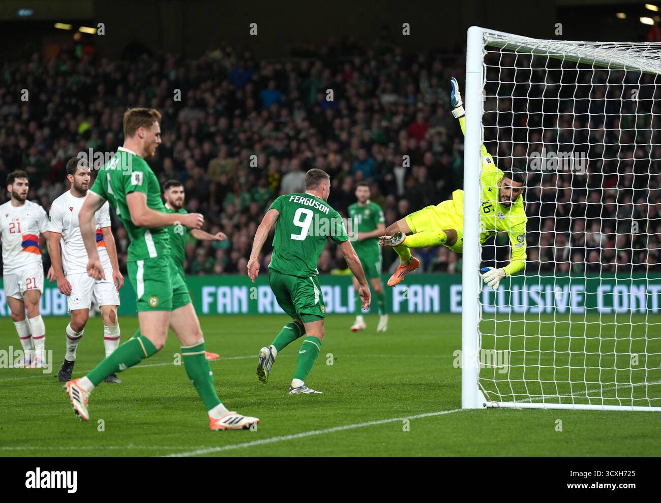 Republic of Ireland's Evan Ferguson scores their side's first goal of ...