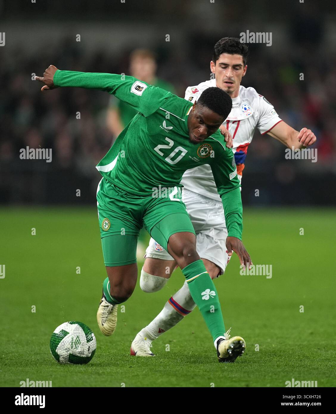 Republic of Ireland's Chiedozie Ogbene (left) and Armenia's Grant-Leon ...