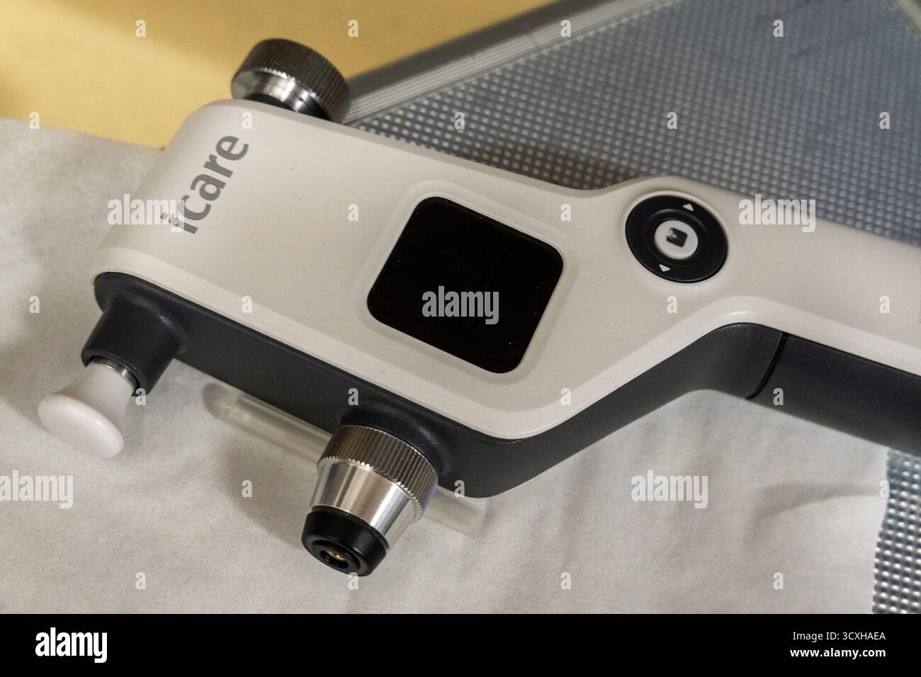 Close up of a professional grade icare tonometer, glaucoma handheld ...