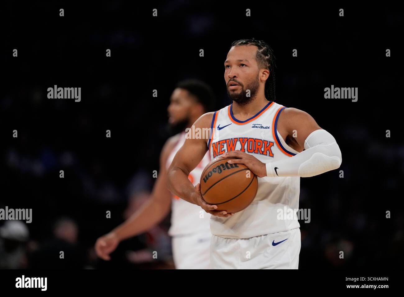 New York Knicks' Jalen Brunson during the first half of a preseason NBA ...