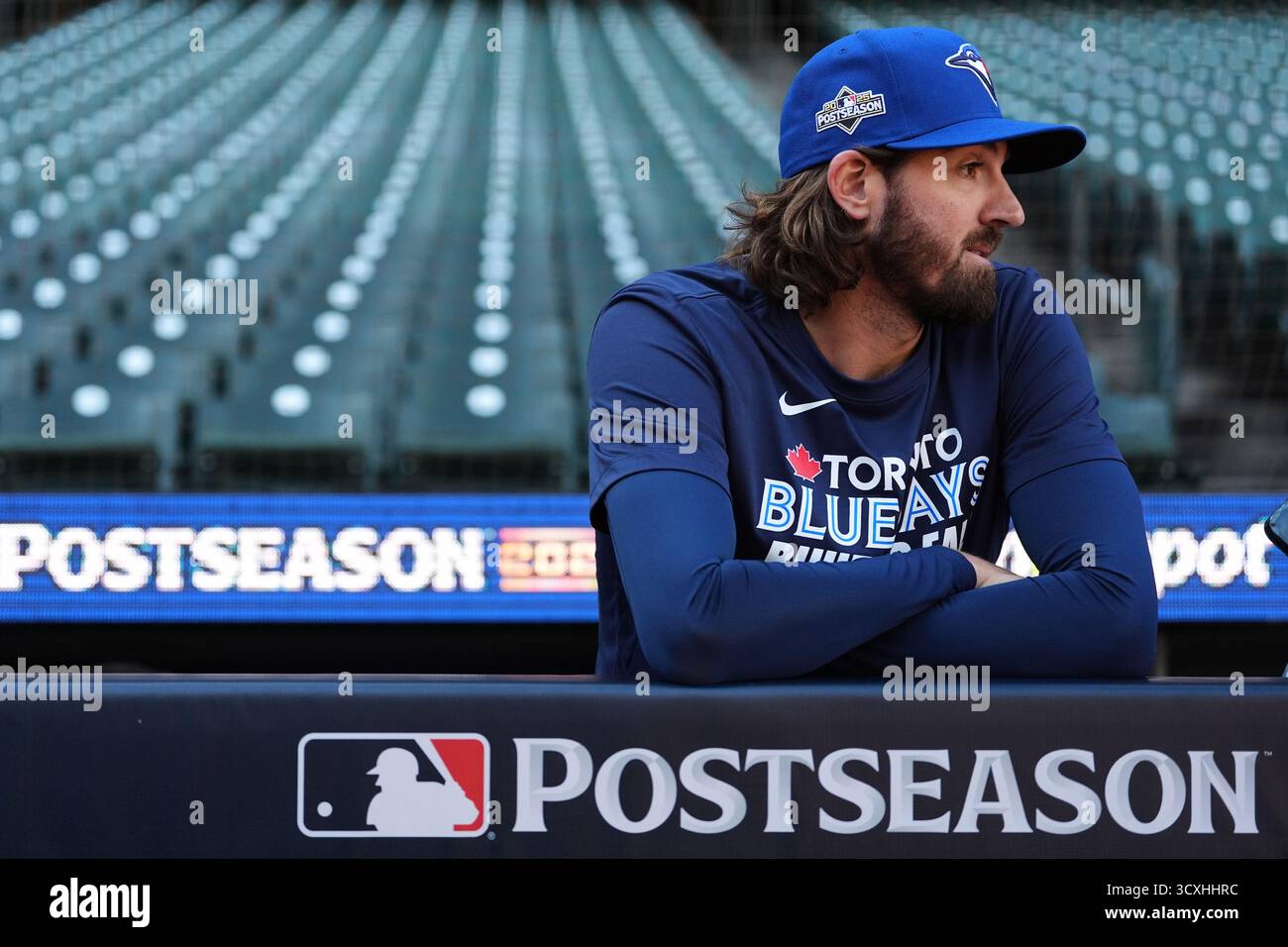 Toronto Blue Jays pitcher Kevin Gausman speaks to a reporter during ...