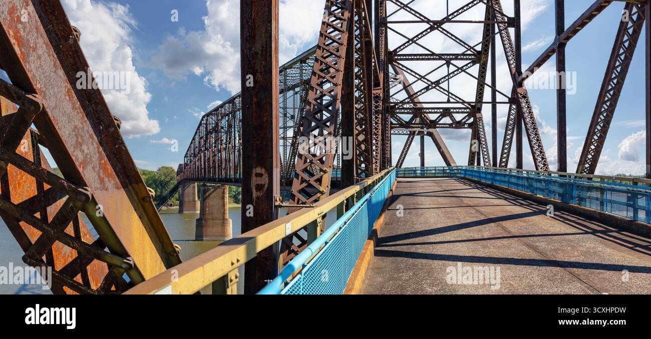 Scenic panorama of the Chain of Rocks Bridge over the Mississippi River ...