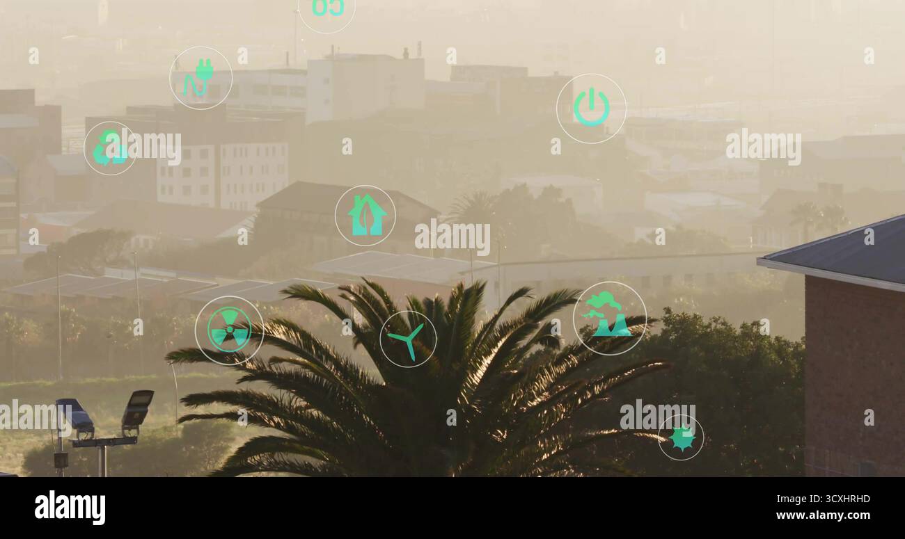 Cityscape showing rooftops modern power hi-res stock photography and ...