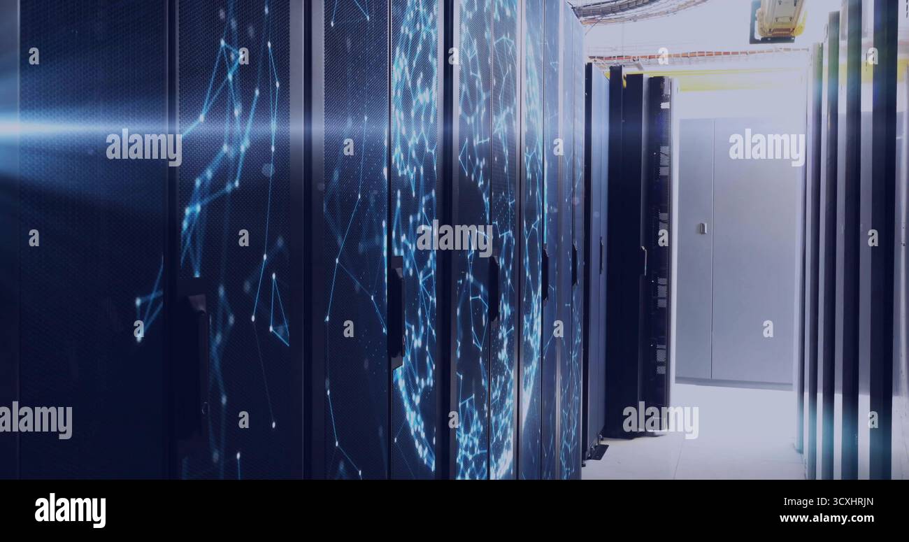 Projecting network patterns on central server cabinets in corridor ...