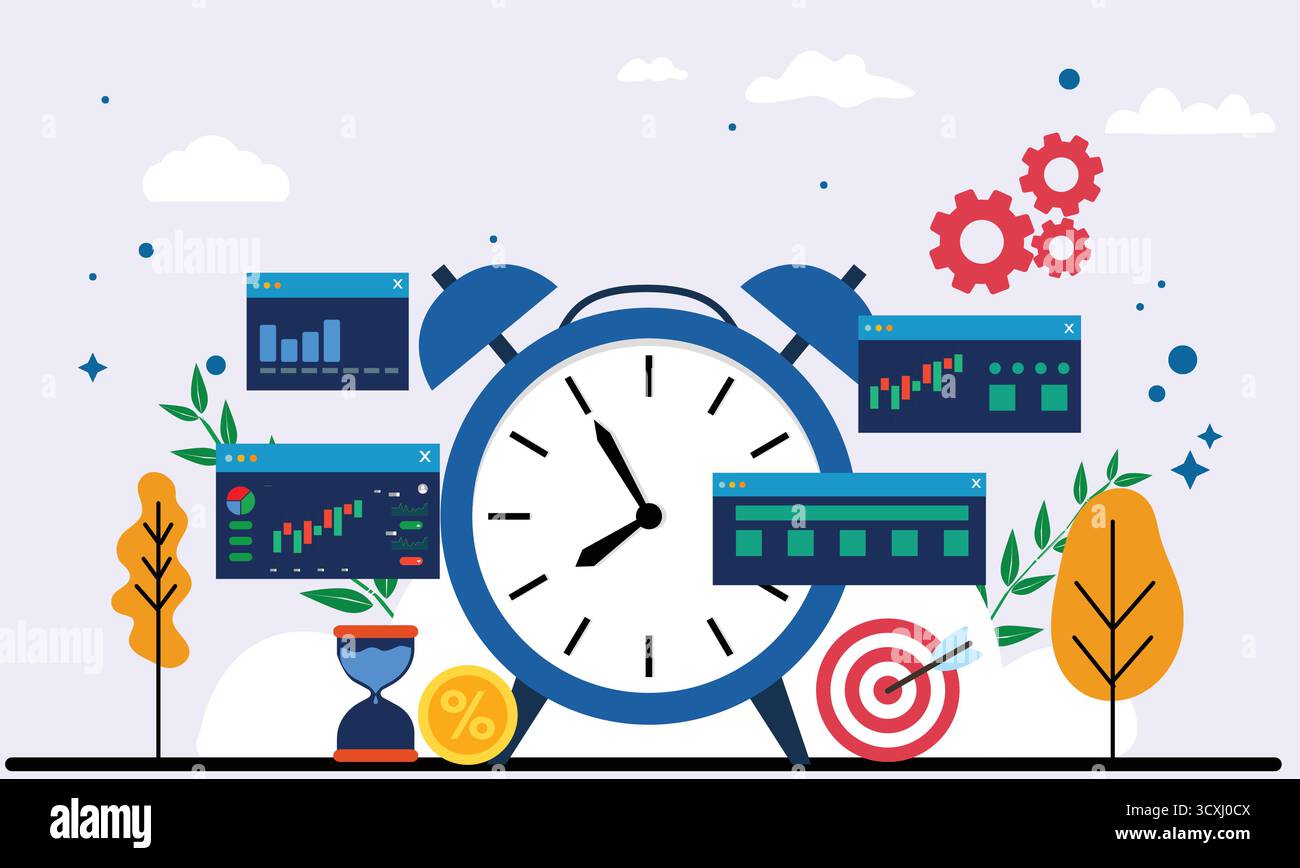 Time tracking vector vectors Cut Out Stock Images & Pictures - Alamy